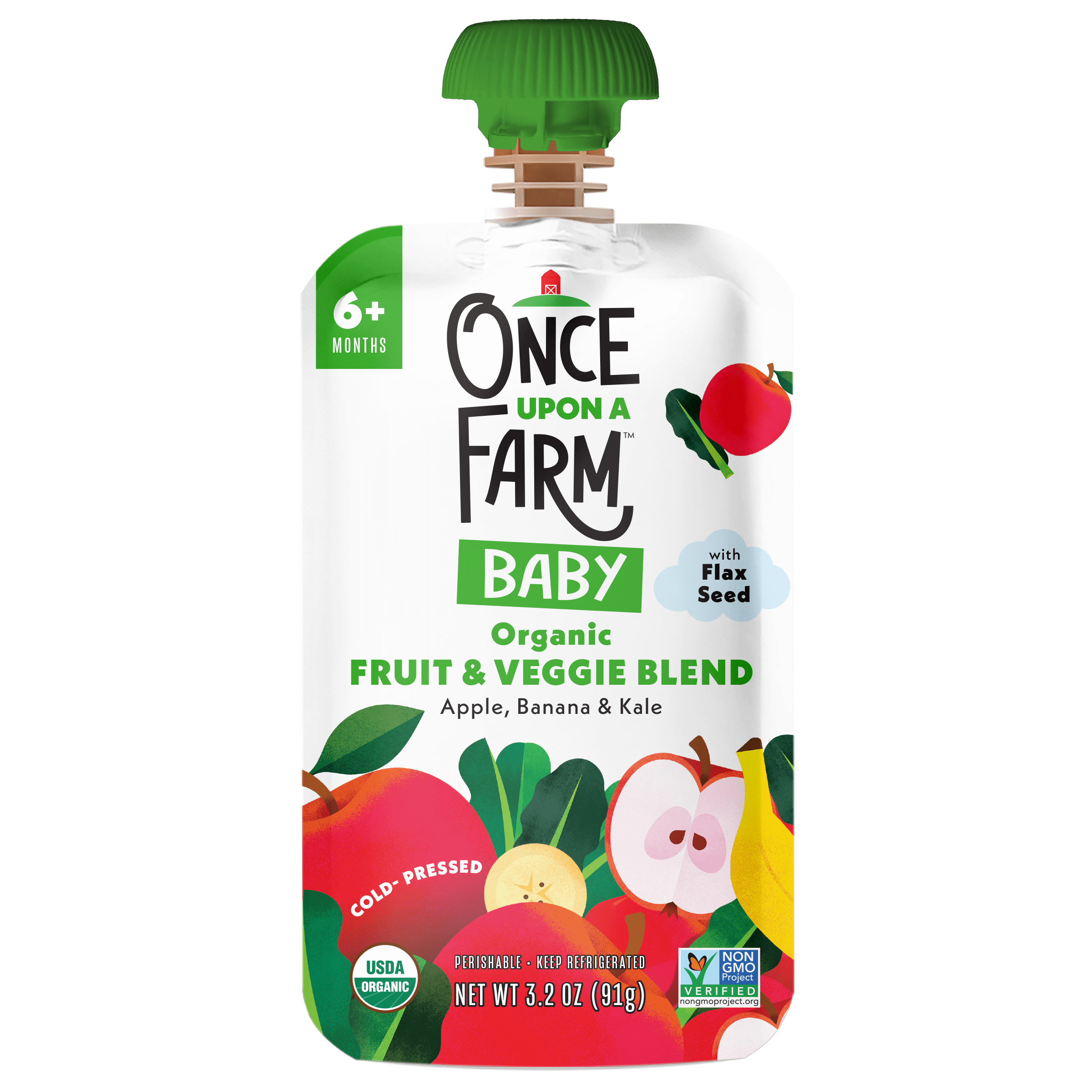 Once Upon a Farm Organic Refrigerated Baby Food Fruit & Veggie Blend ...
