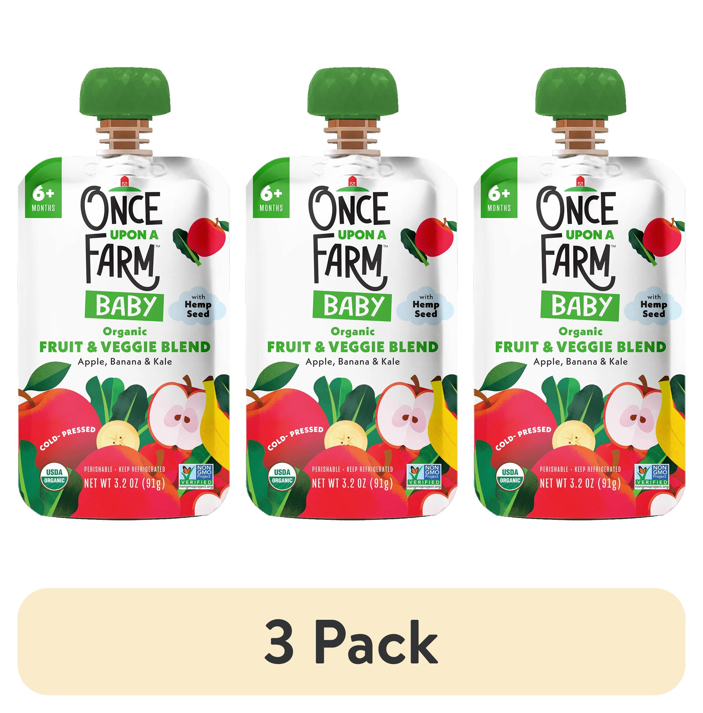 (3 pack) Once Upon a Farm Organic Refrigerated Baby Food Fruit & Veggie ...