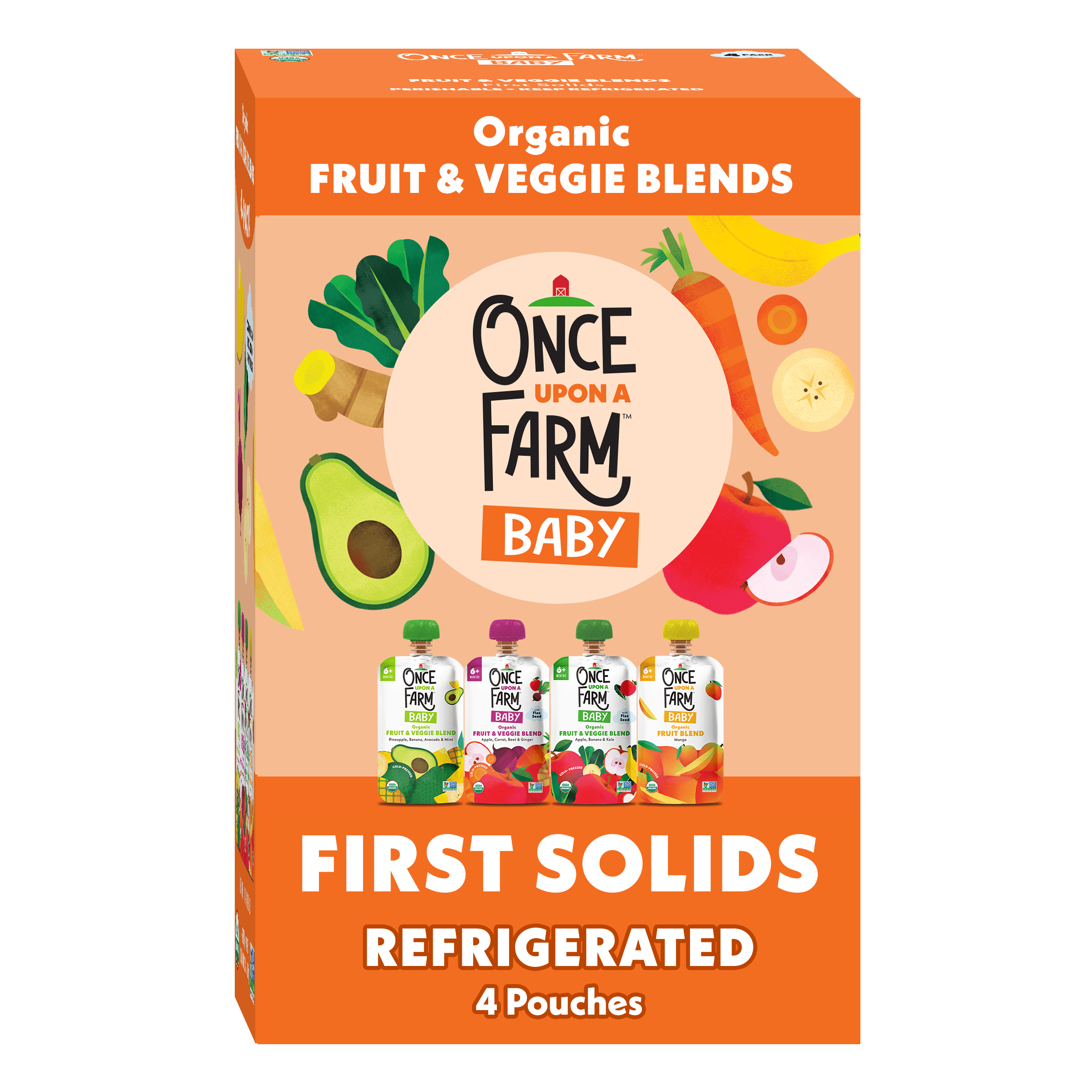 Once Upon a Farm Organic Refrigerated Baby Food Fruit & Veggie Blends ...