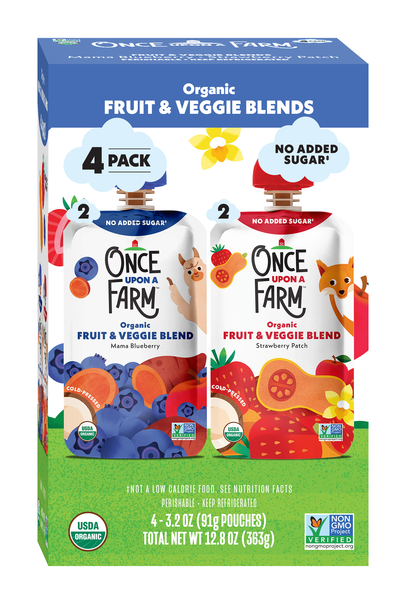 Once Upon a Farm Organic Snack Berry Variety Pack, 3.2 oz Pouch, 4 Pack ...