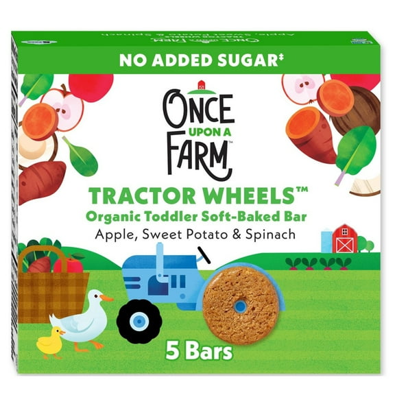 Once Upon a Farm Organic Tractor Wheels Toddler Bar, Strawberry ...