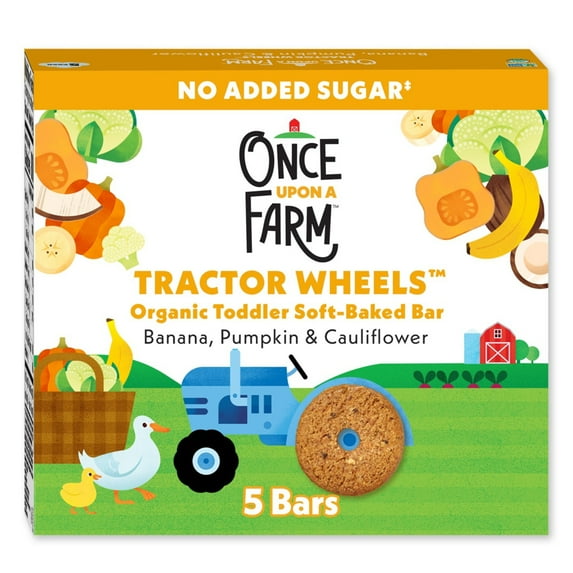 Once Upon a Farm Organic Tractor Wheels Toddler Bar, Banana, Pumpkin ...
