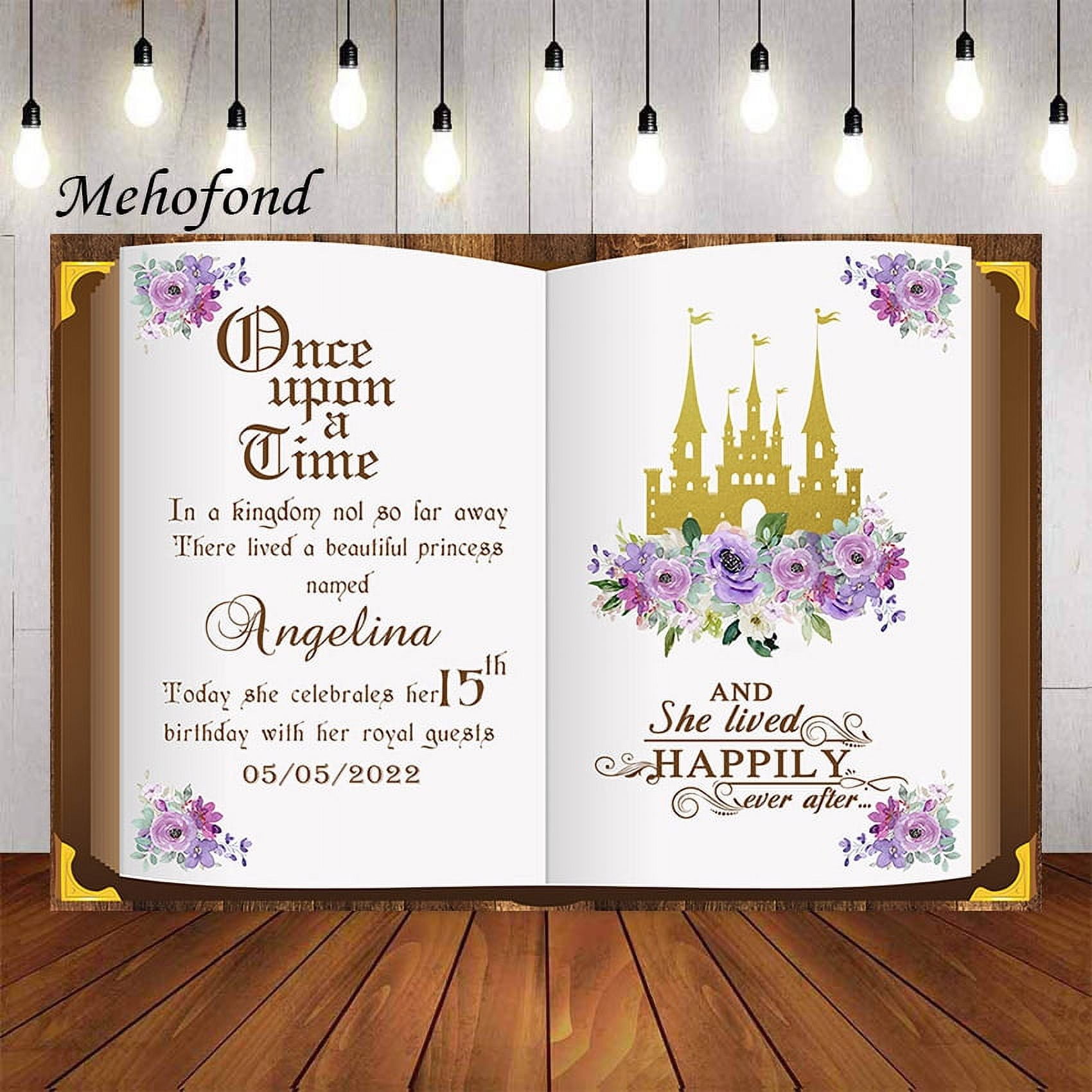 Once Upon a Time Fairy Tale Book Castle Floral Princess Girl Birthday ...