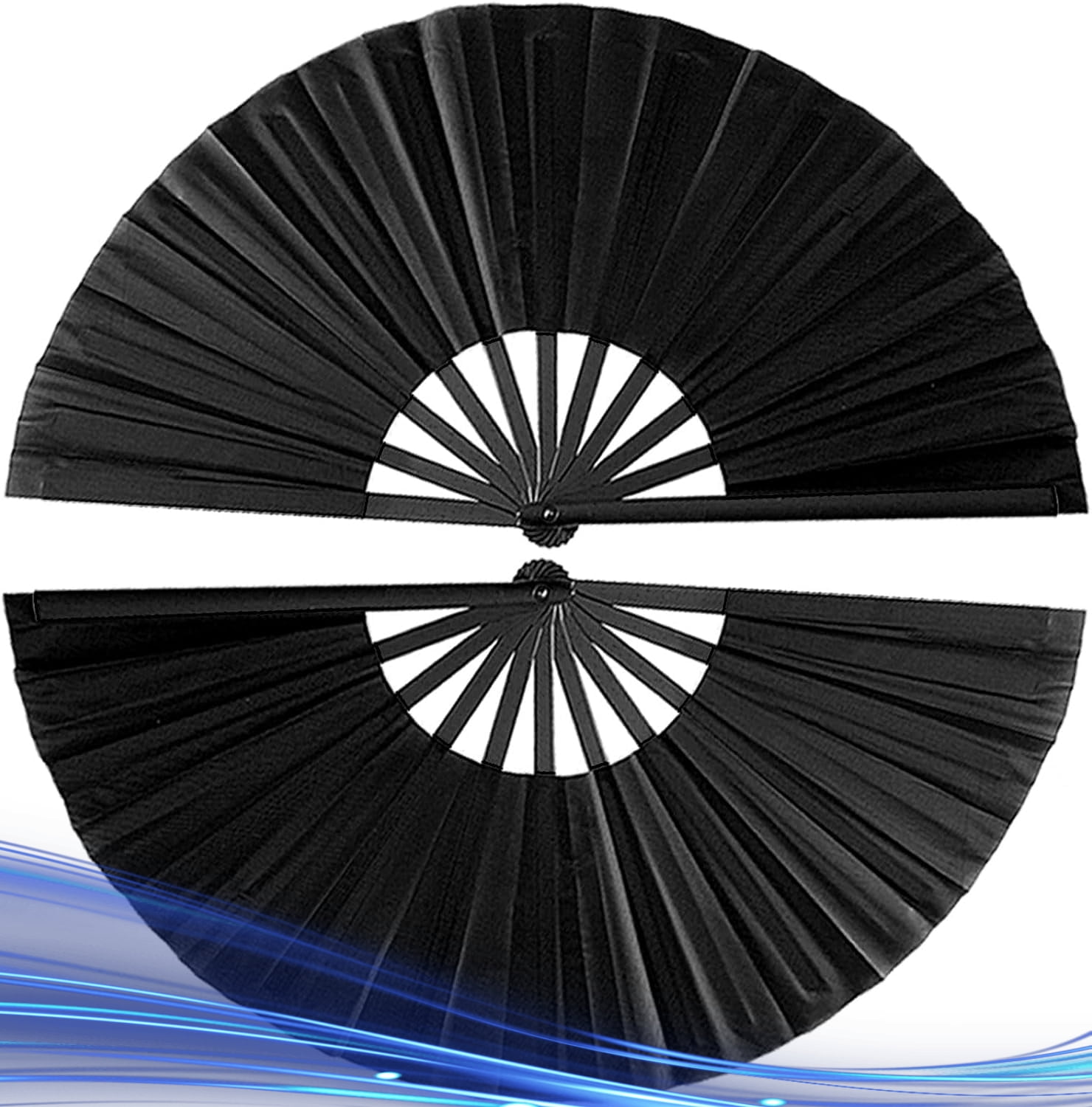Oncpcare 2 Pcs Large Folding Hand Rave Fan, Chinese Kung Fu Line Dance ...