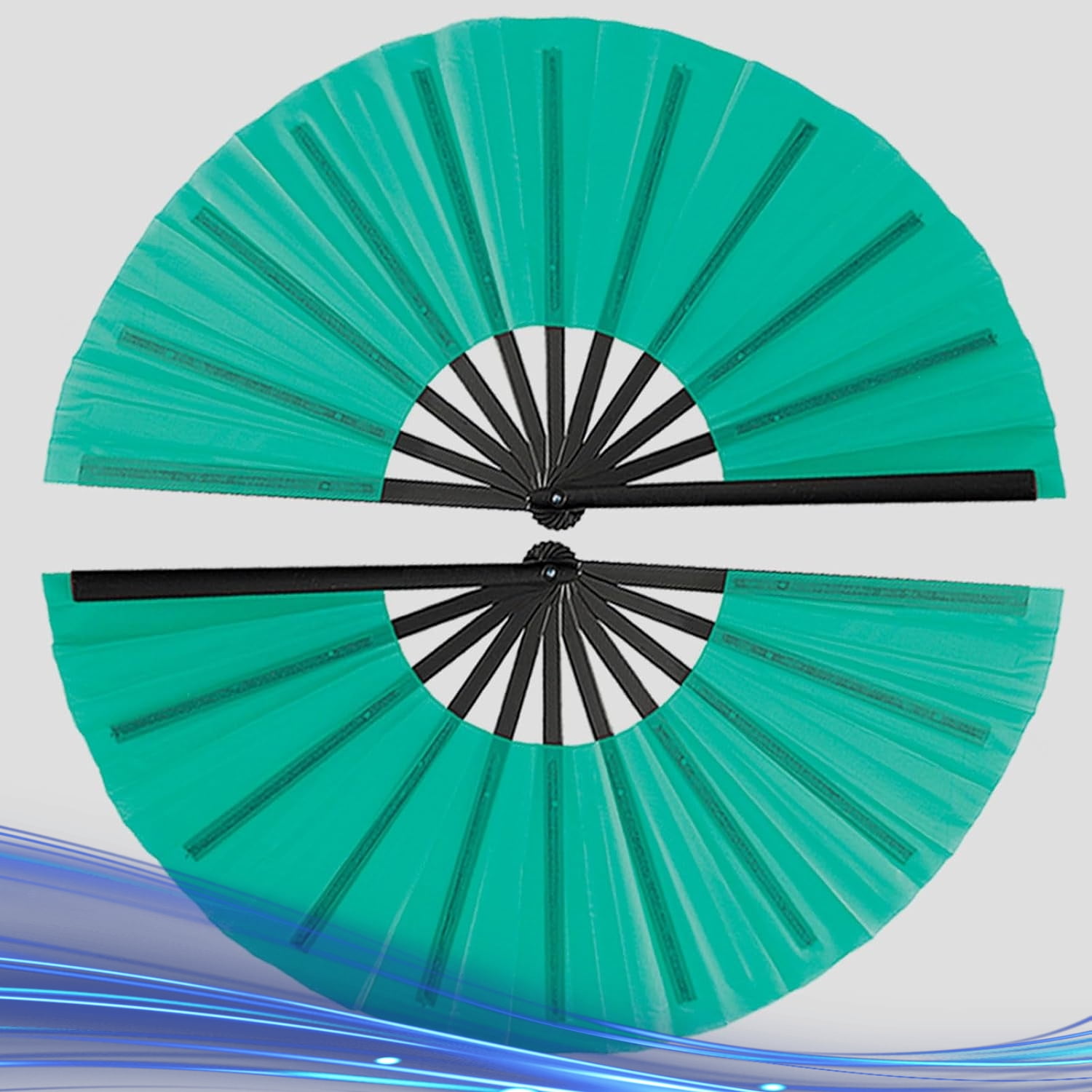 Oncpcare 2 Pcs Large Folding Hand Rave Fan, Chinese Kung Fu Line Dance ...