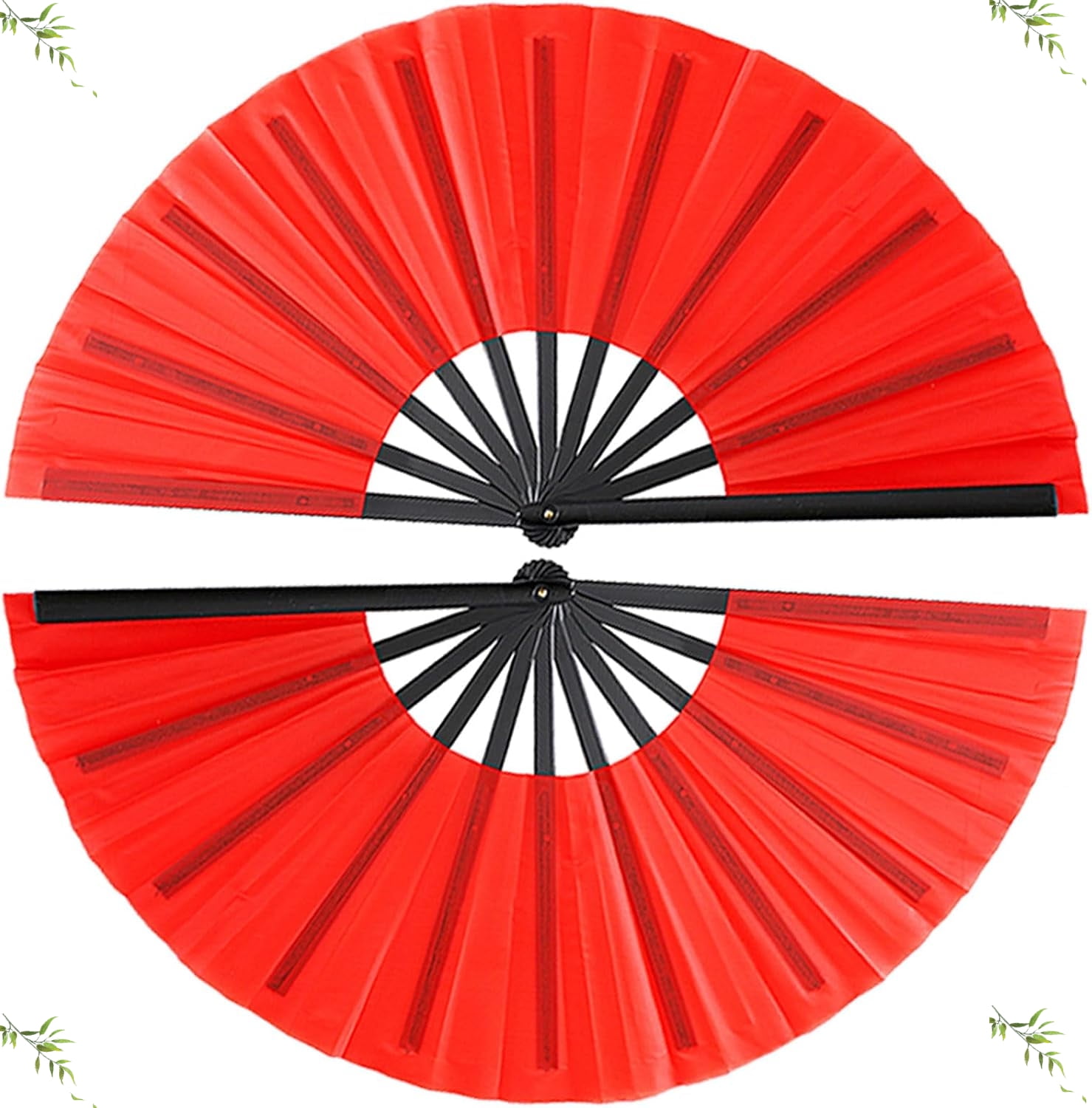 Oncpcare 2 Pcs Large Folding Hand Rave Fan, Chinese Kung Fu Line Dance ...