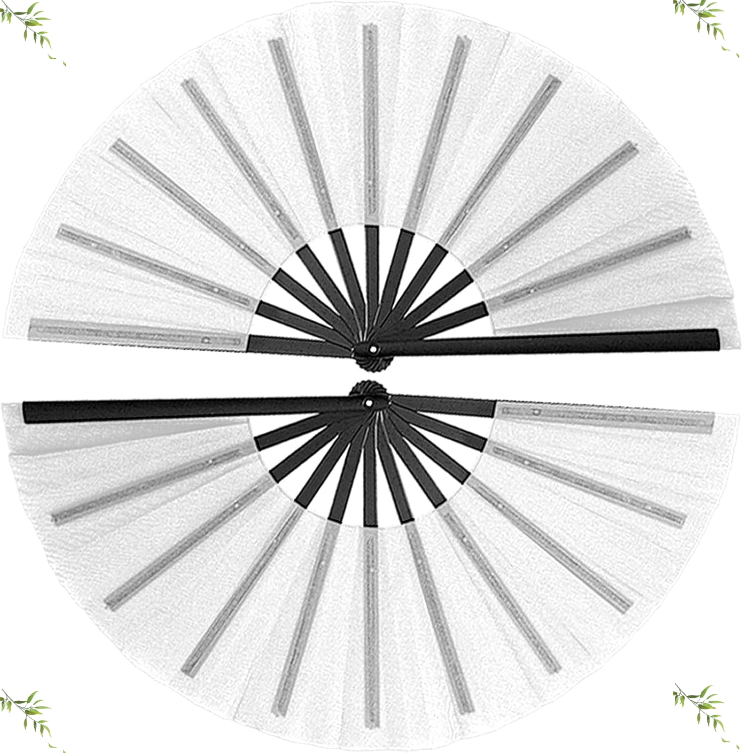 Oncpcare 2 Pcs Large Folding Hand Rave Fan, Chinese Kung Fu Line Dance ...