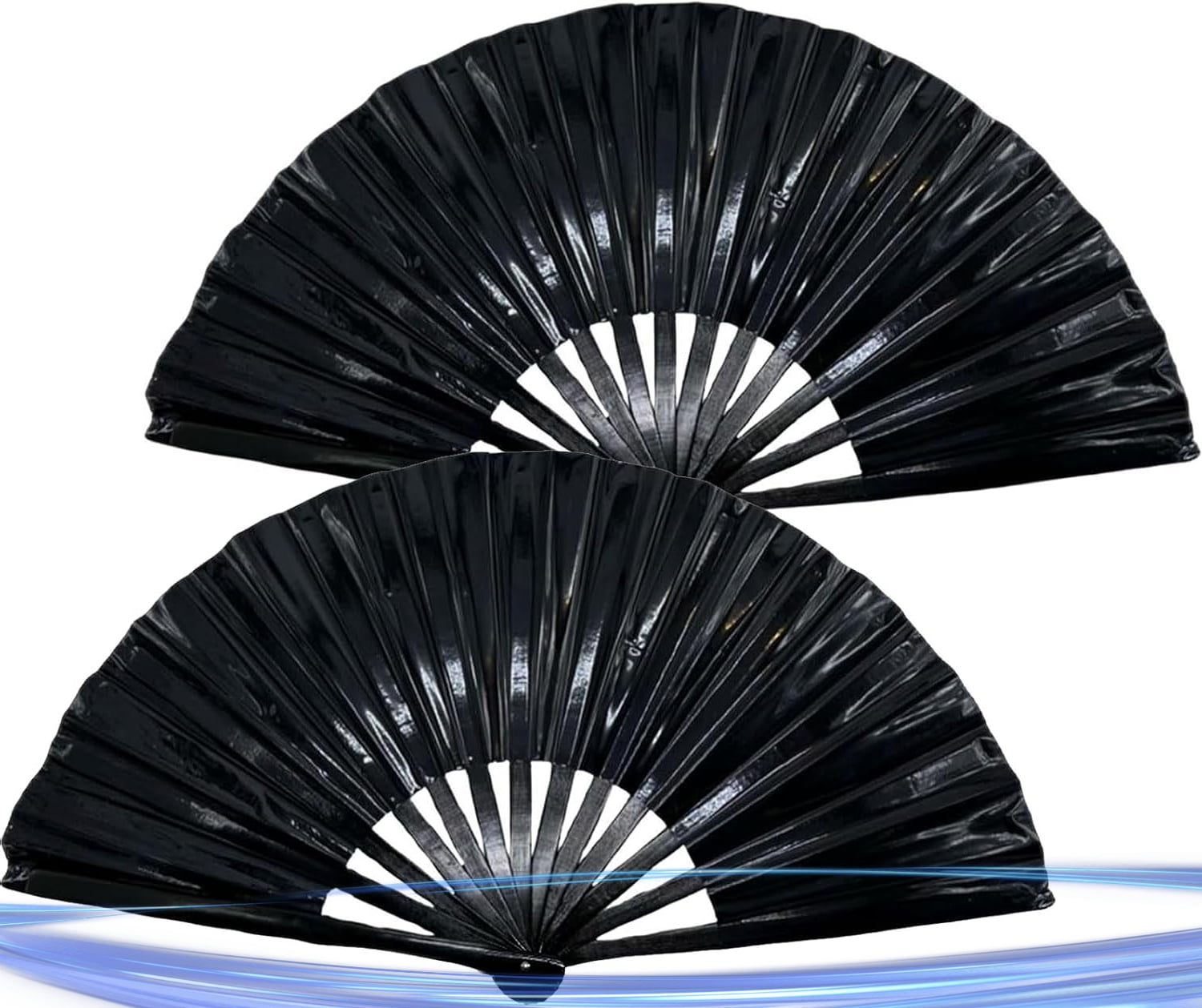 Oncpcare 2 Pcs Large Folding Hand Rave Fan, Flash Chinese Kung Fu Line ...
