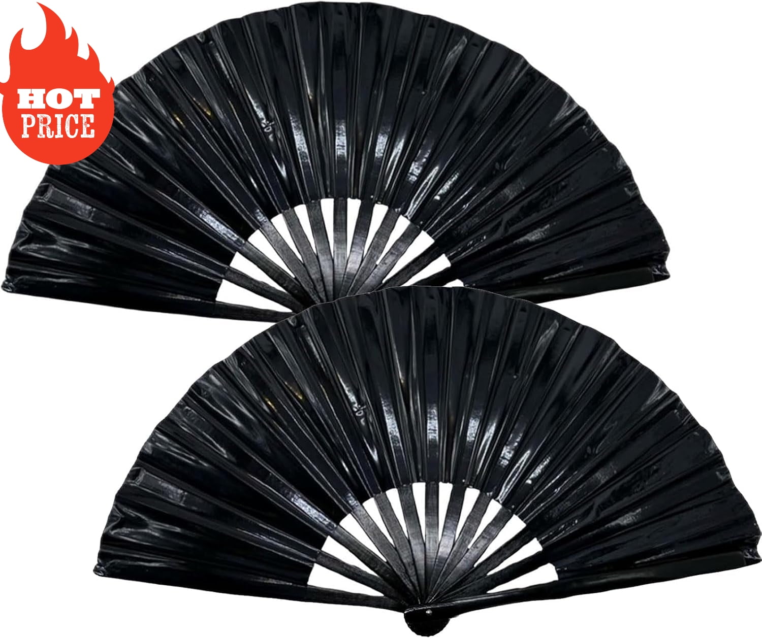 Oncpcare 2 Pcs Large Folding Hand Rave Fan, Flash Chinese Kung Fu Line ...