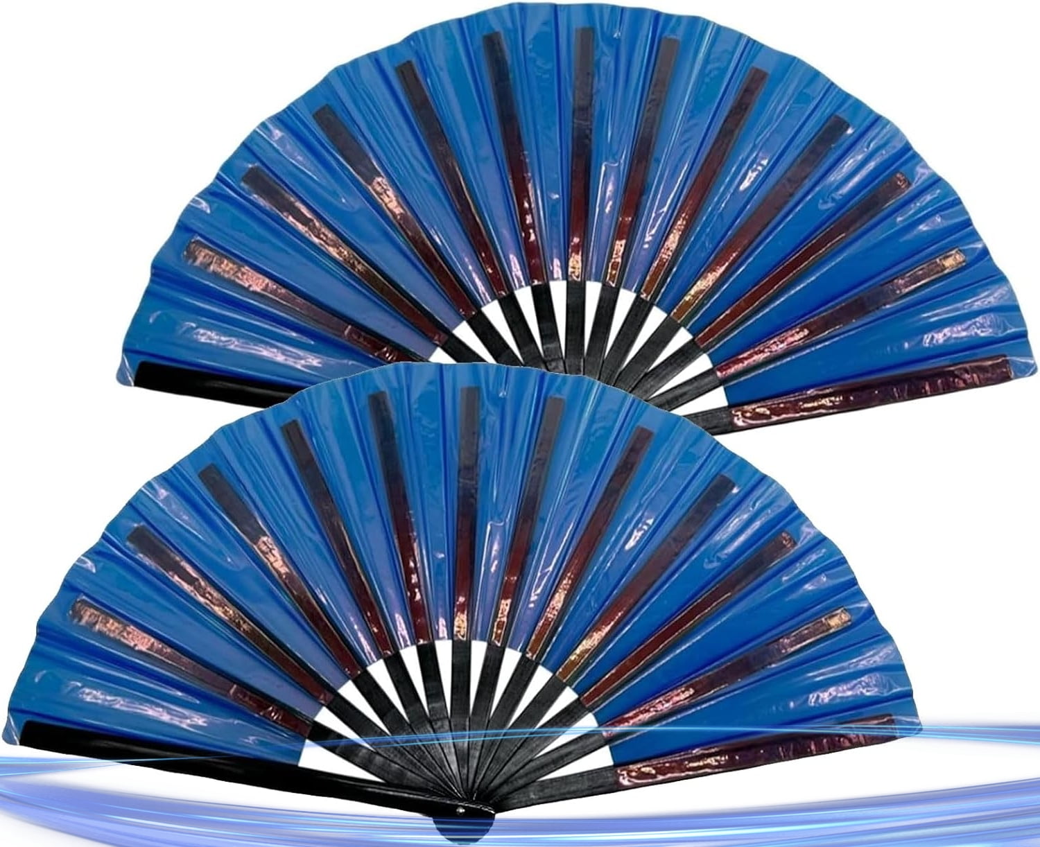 Oncpcare 2 Pcs Large Folding Hand Rave Fan, Flash Chinese Kung Fu Line ...