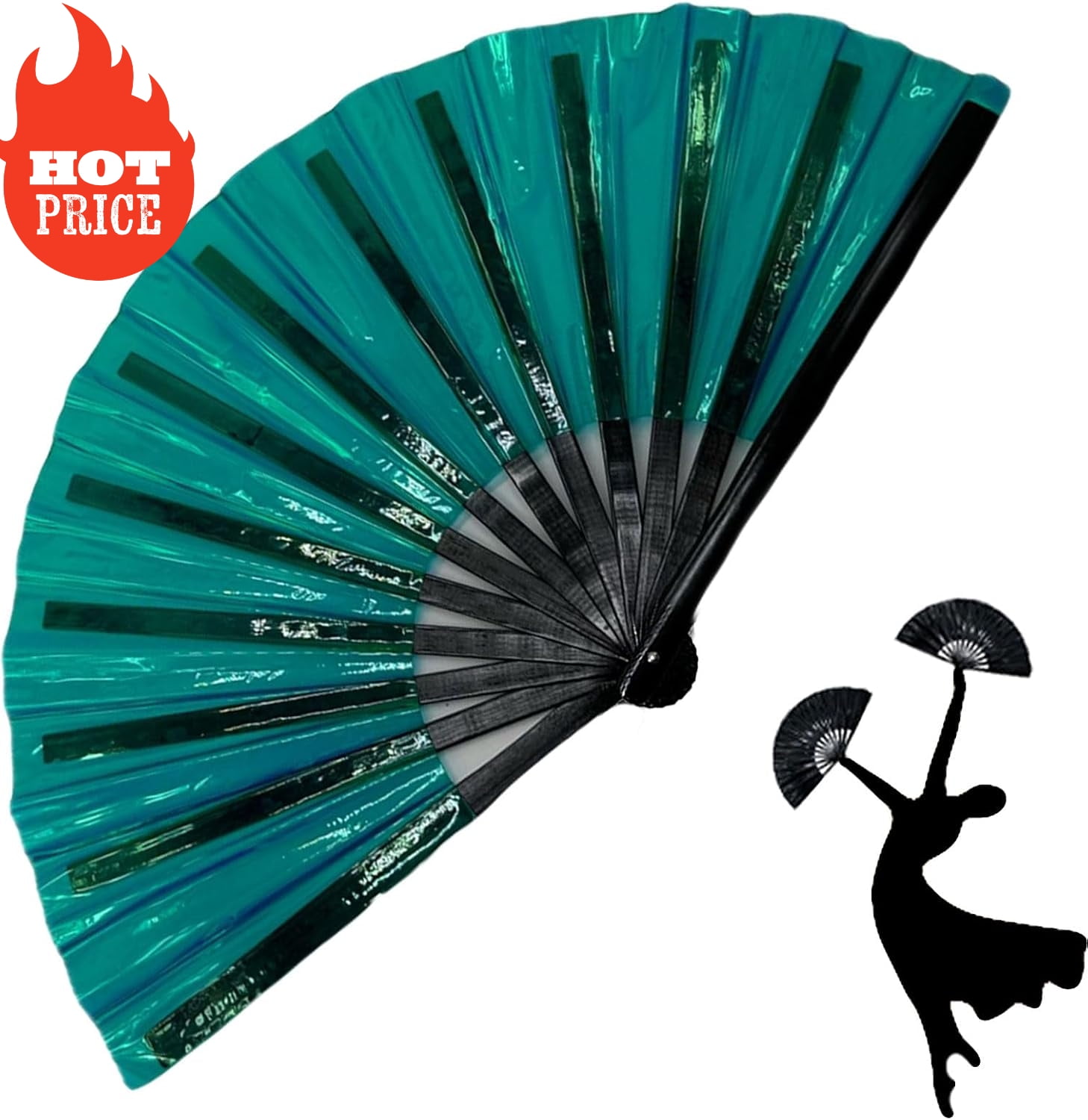 Oncpcare 2 Pcs Large Folding Hand Rave Fan, Flash Chinese Kung Fu Line ...