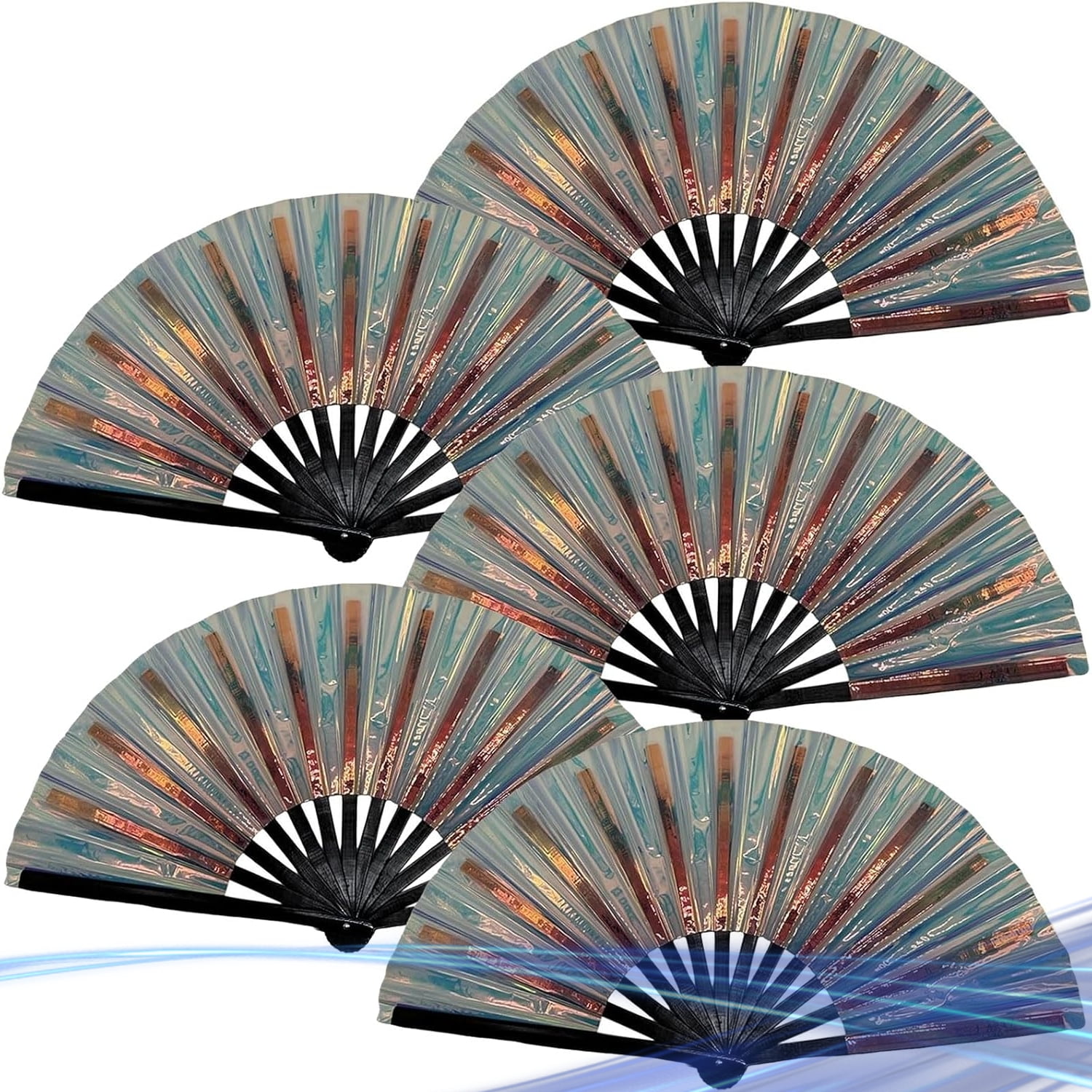 Oncpcare 5 Pcs Large Hand Fan in Bulk, Chinese Japanese Kung Fu Tai Chi ...