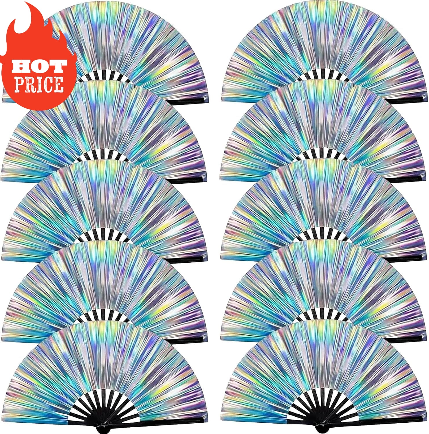 Oncpcare 5 Pcs Large Hand Fan in Bulk, Chinese Japanese Kung Fu Tai Chi ...