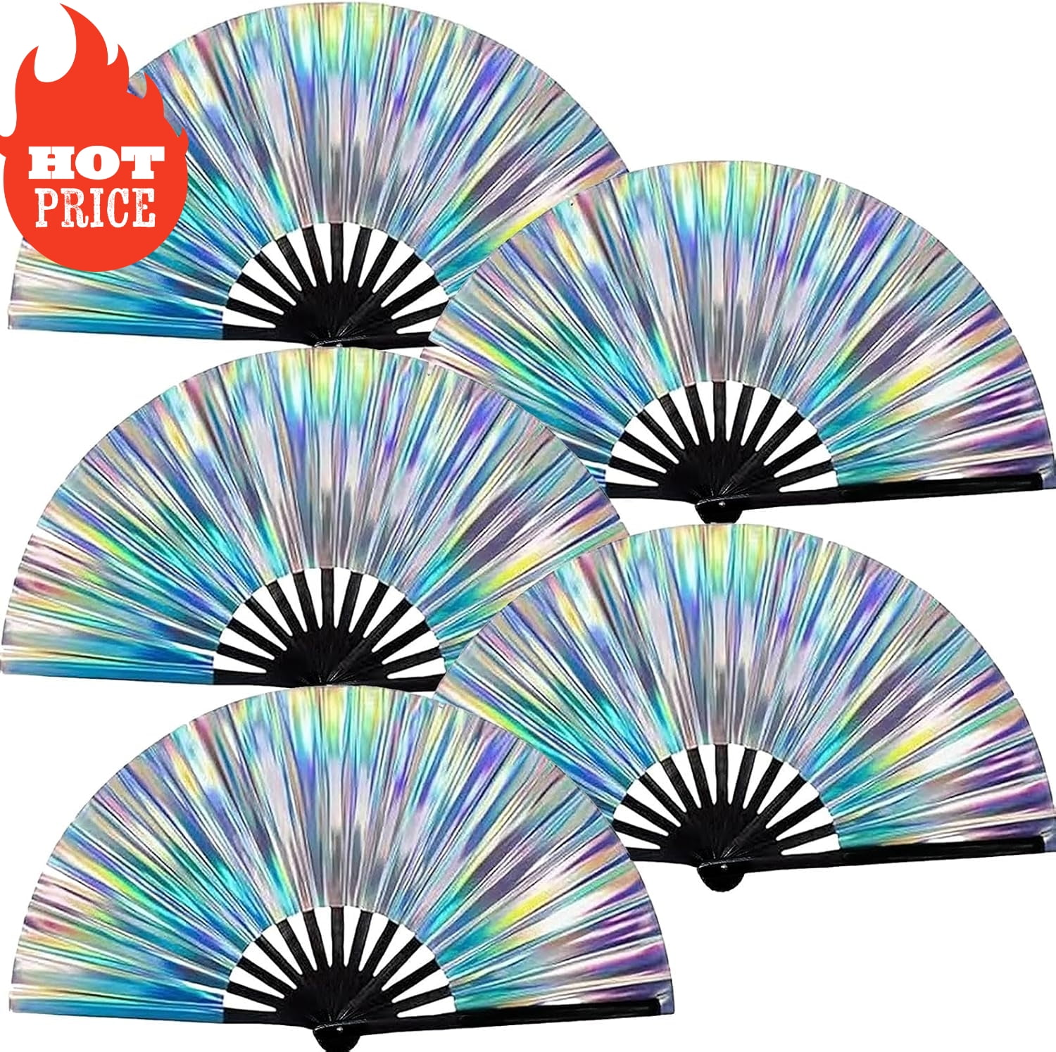 Oncpcare 5 Pcs Large Hand Fan in Bulk, Chinese Japanese Kung Fu Tai Chi ...