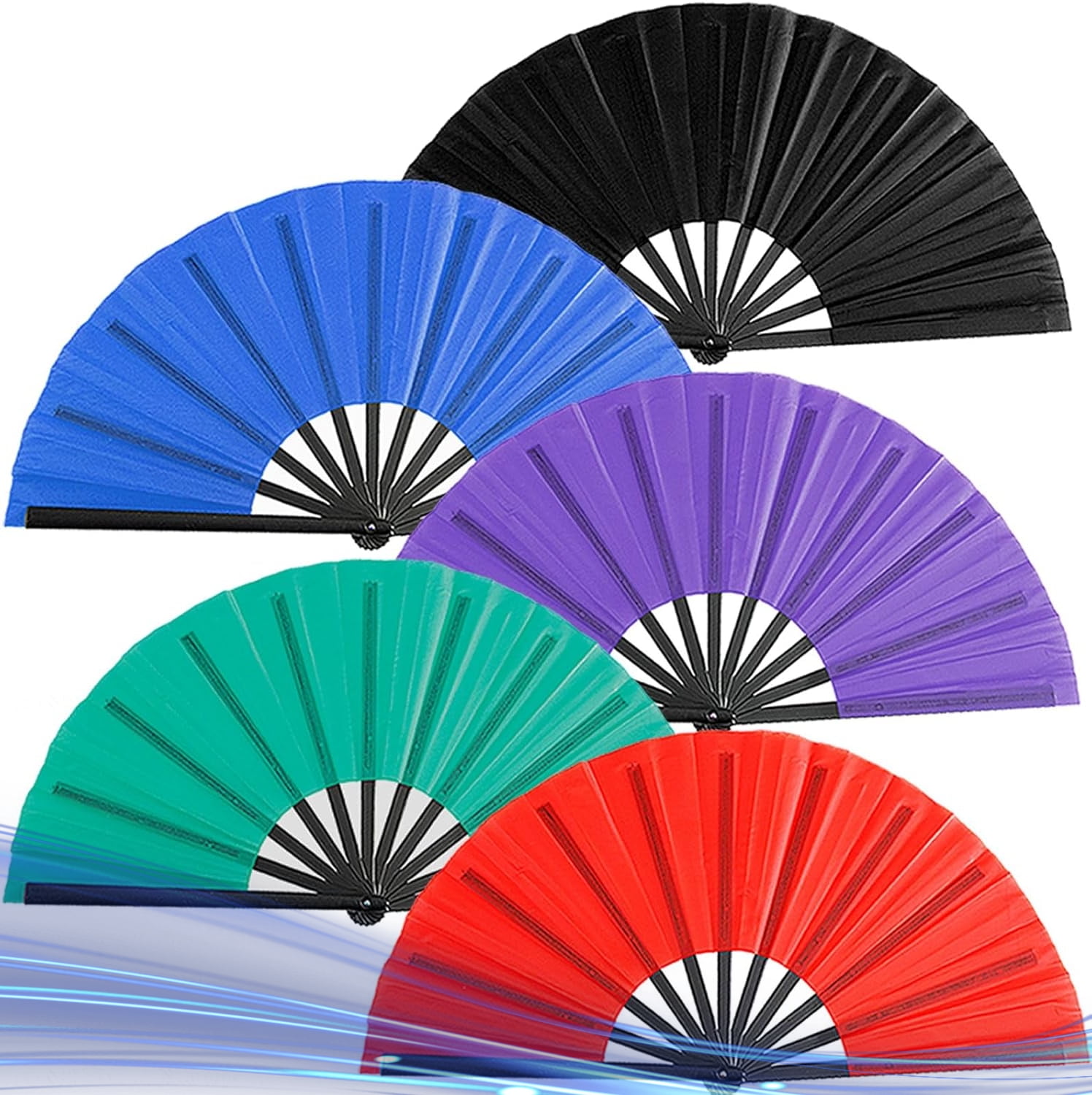 Oncpcare 5 Pcs Large Hand Fan in Bulk, Chinese Japanese Kung Fu Tai Chi ...