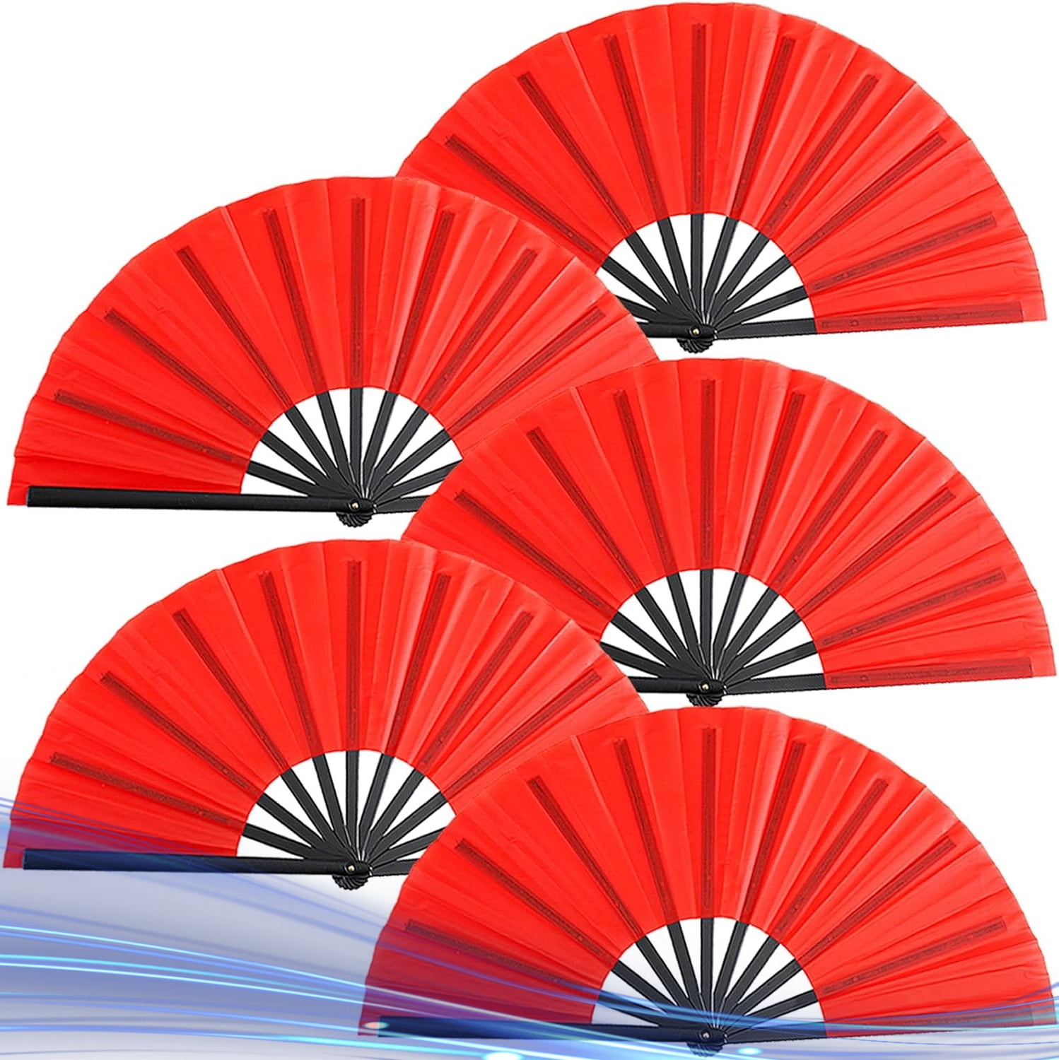 Oncpcare 5 Pcs Large Hand Fan in Bulk, Chinese Japanese Kung Fu Tai Chi ...