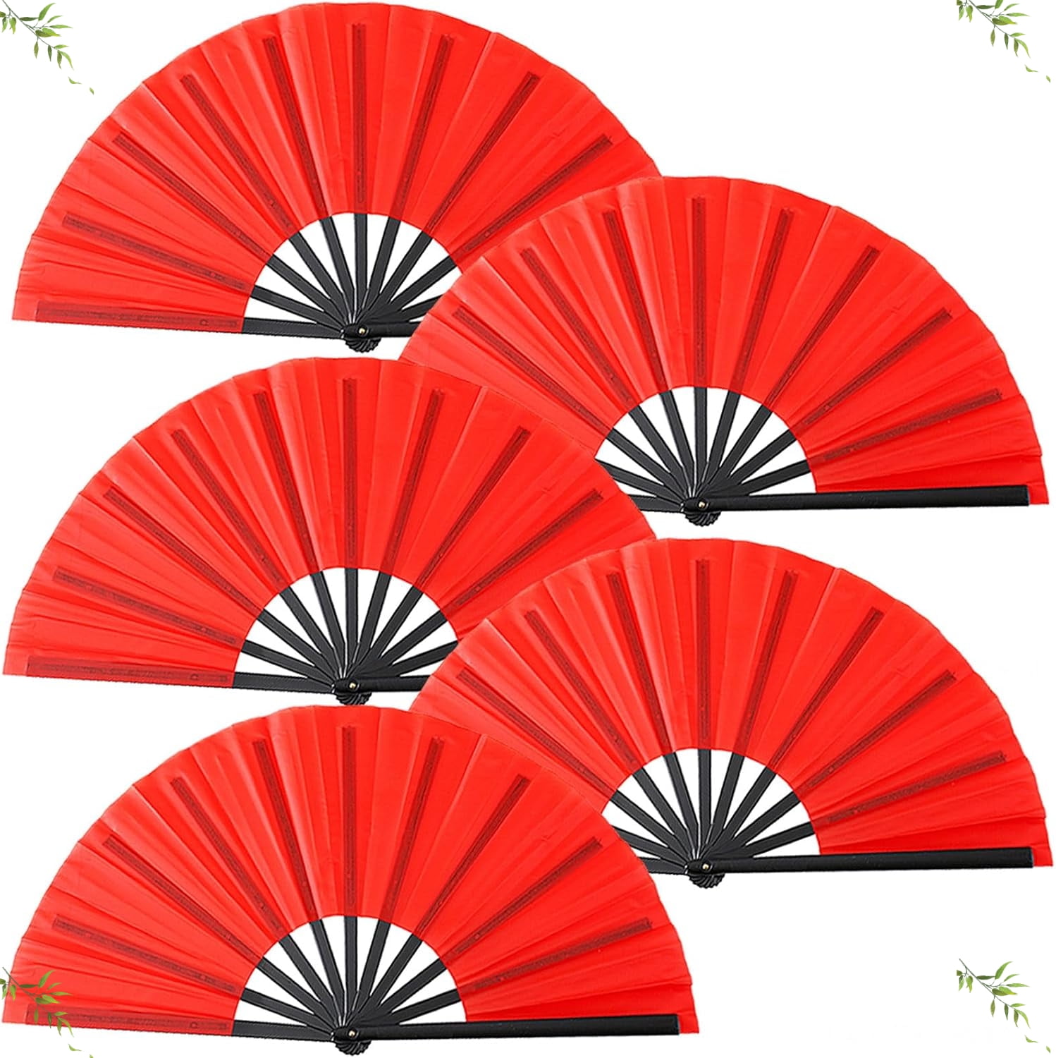 Oncpcare 5 Pcs Large Hand Fan in Bulk, Chinese Japanese Kung Fu Tai Chi ...