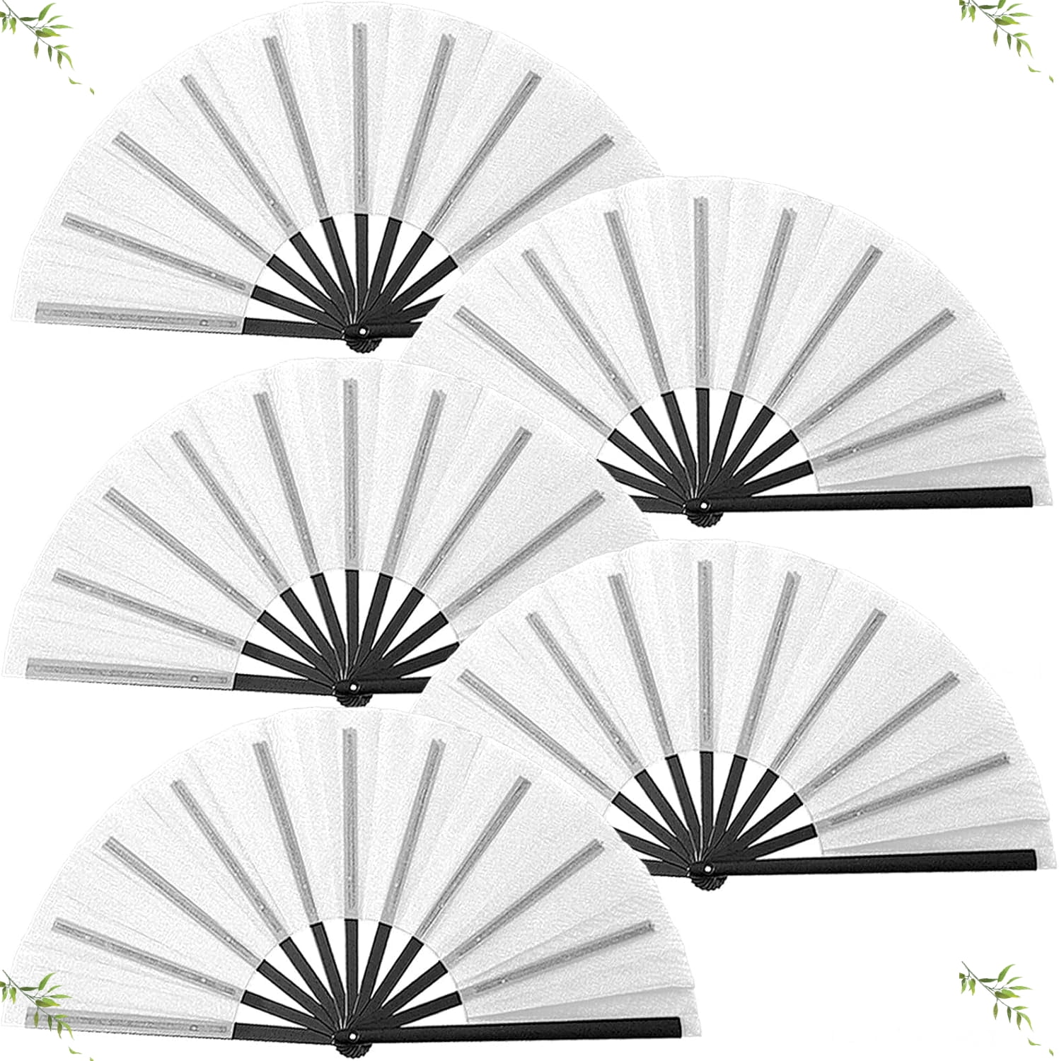 Oncpcare 5 Pcs Large Hand Fan in Bulk, Chinese Japanese Kung Fu Tai Chi ...