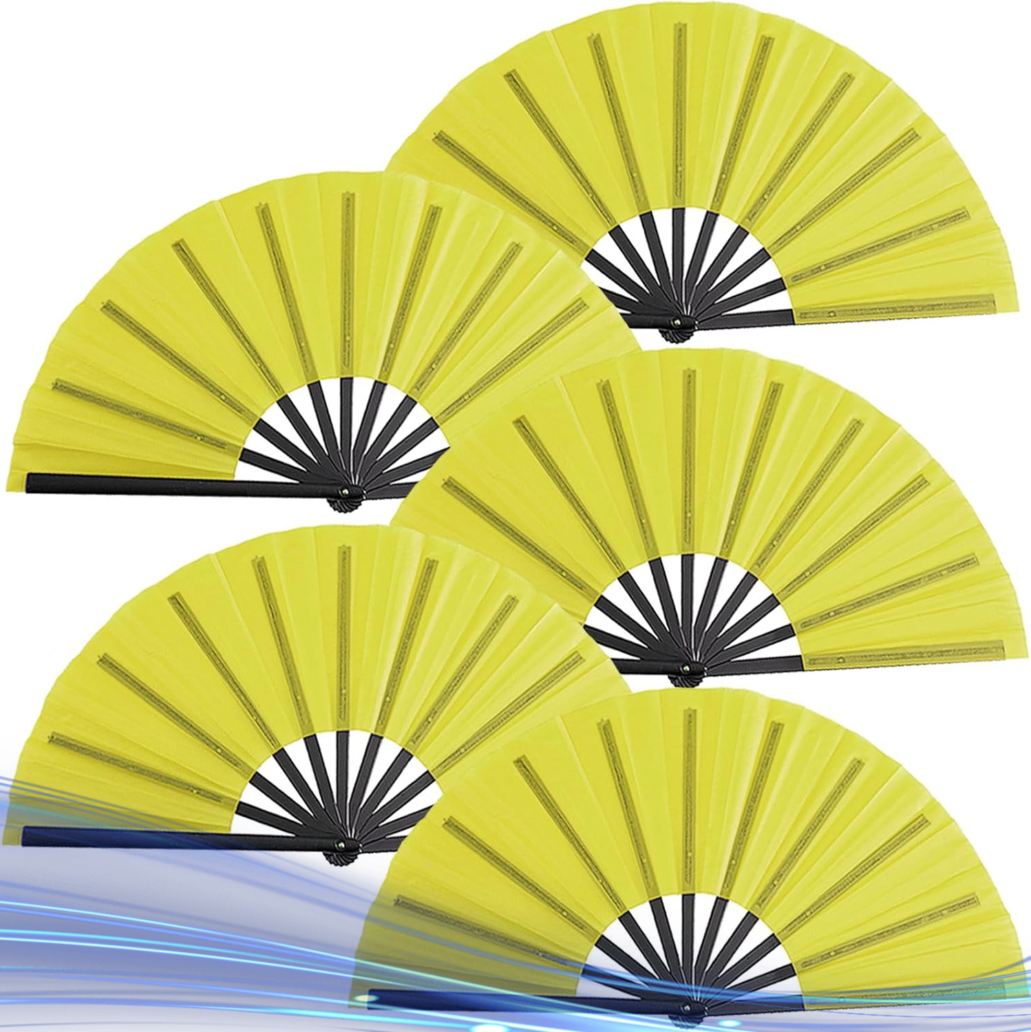 Oncpcare 5 Pcs Large Hand Fan in Bulk, Chinese Japanese Kung Fu Tai Chi ...