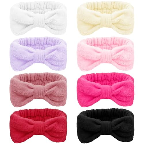 Ondder Spa Terry Cloth Skincare Headbands for Women - 8 Pcs Cute Bow ...