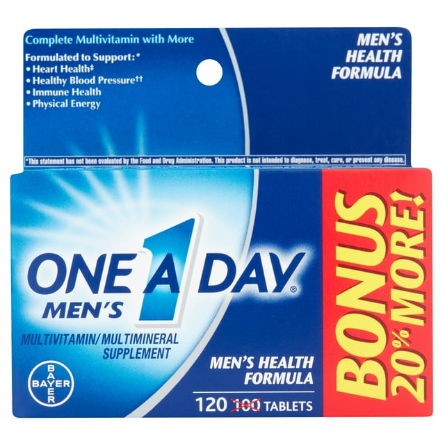 One A Day Men's Health Formula Multivitamin Supplement Tablets, 120 ...