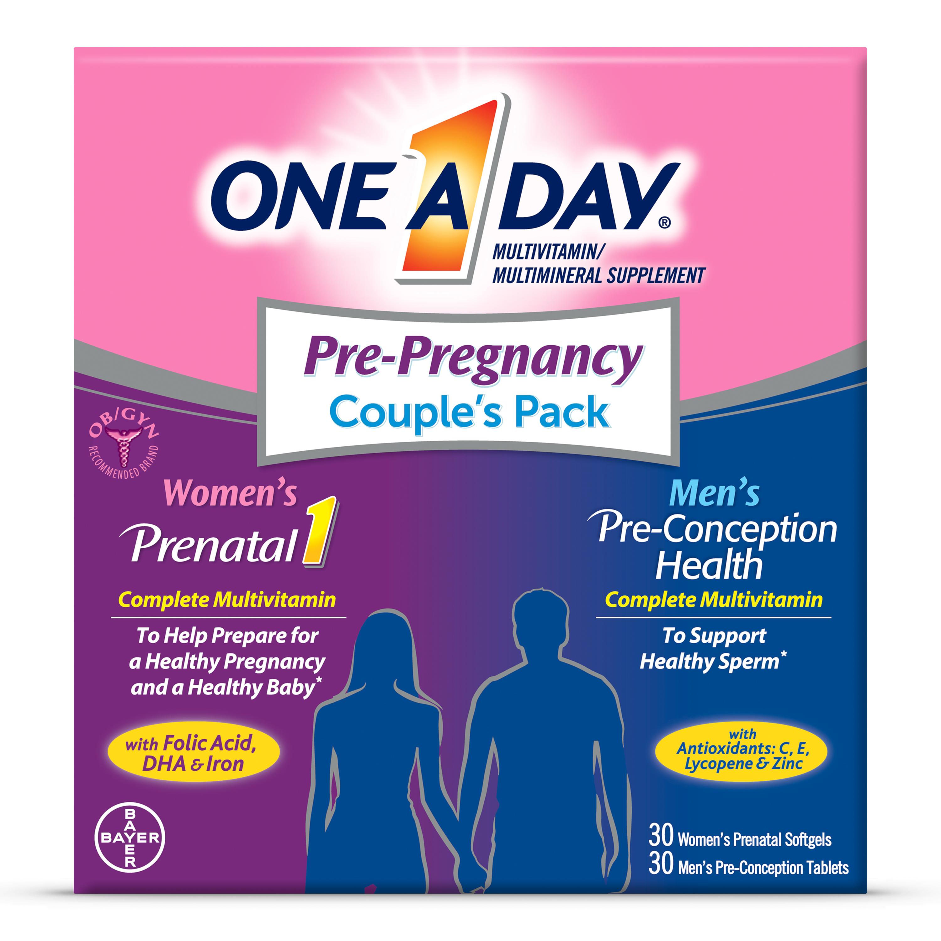 One A Day Advanced Prenatal Multivitamin with Choline, 60+60 Count ...