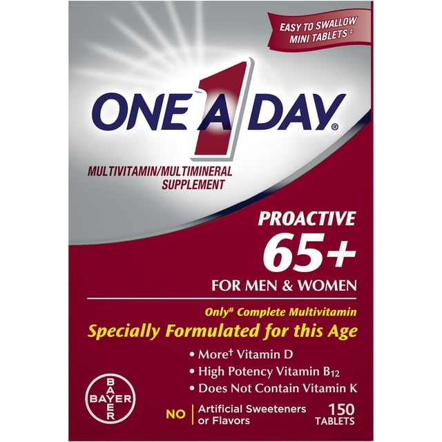 One A Day Proactive 65+ Multivitamin Tablets for Men and Women, 150ct ...