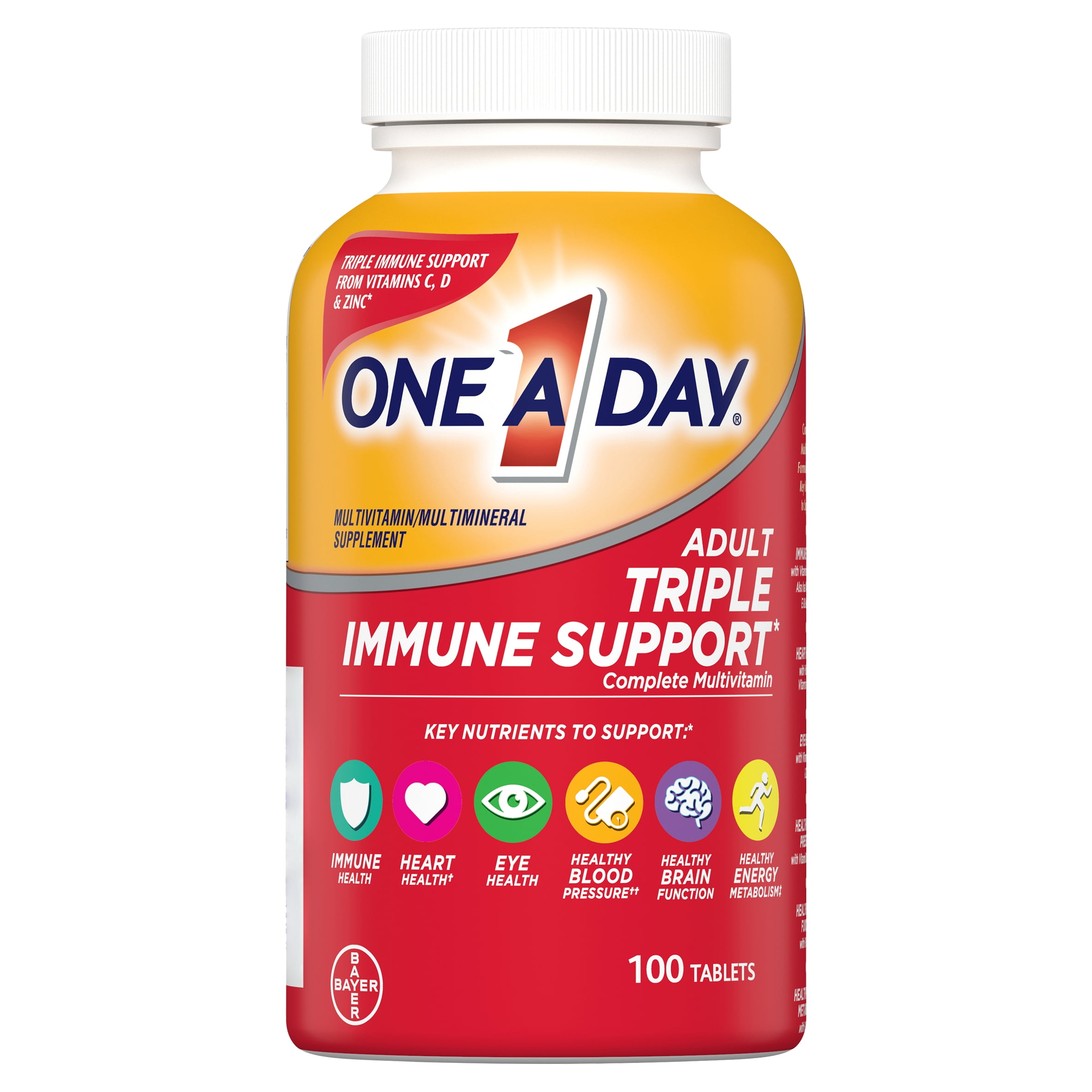 One A Day Multivitamin for Daily Immunity Support, 100 Count - Walmart ...