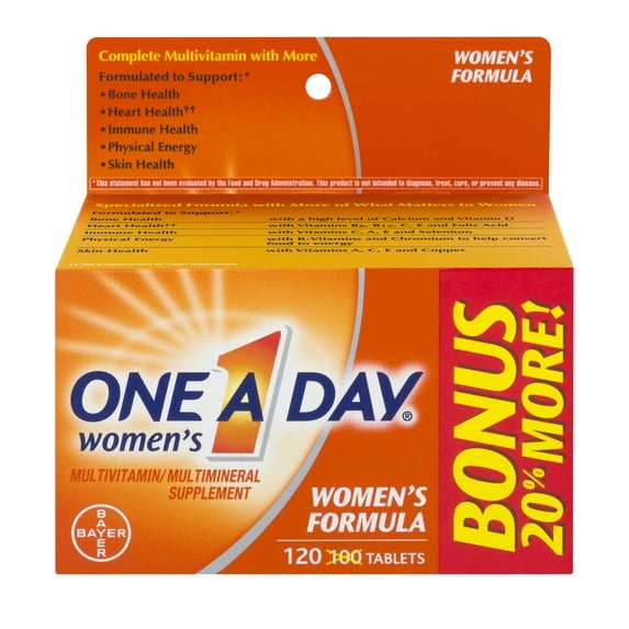 One A Day Women?s Multivitamin Supplements Tablets, 120 Count, Bonus ...