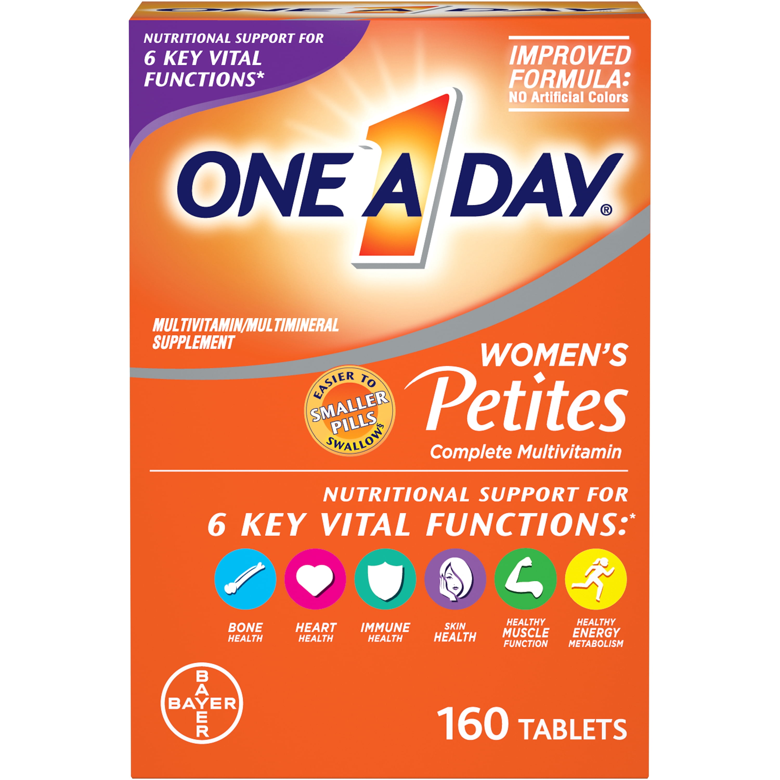 One A Day Women's Petite Multivitamins, 160 Ct Tablets for Women ...