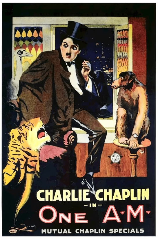 One A.M. 1916 Movie Poster 24x36 - Charlie Chaplin, Silent Comedy ...