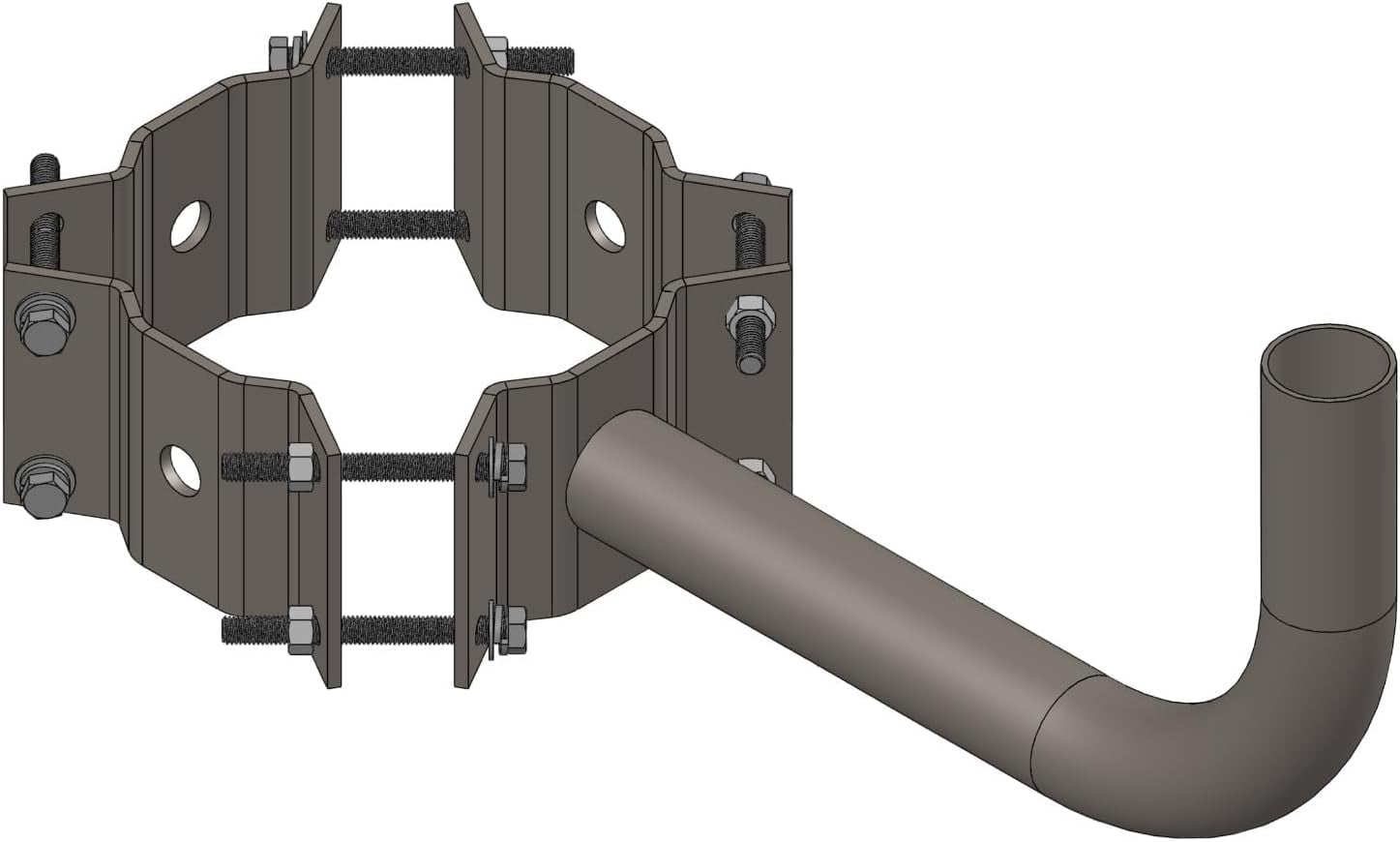 One-Arm Bronze Galvanized Steel Wrap Around Wood Pole Bracket, No-Drill ...