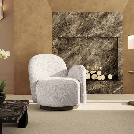 One-Arm Swivel Chair with Natural Wood Base+360-Degree Swivel" - "Home ...