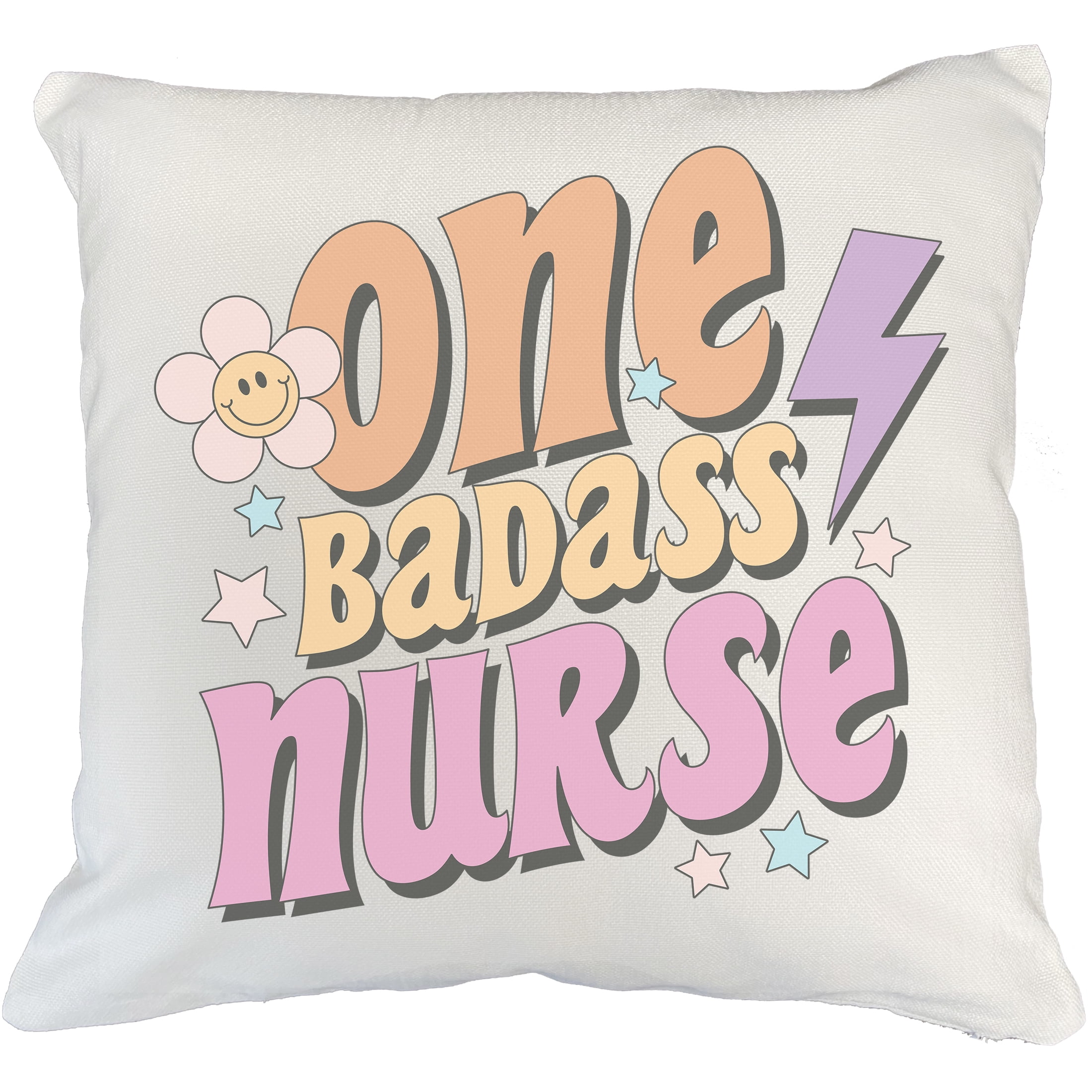 One Bad Ass Nurse, Retro Nurses Week Art Merch Gift, White Pillow Case ...