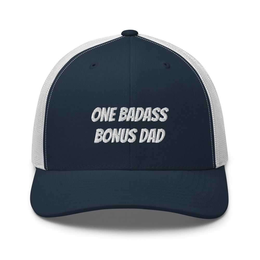 One Badass Bonus Dad Trucker Cap- Embroidery (Navy/ White) - Walmart.com