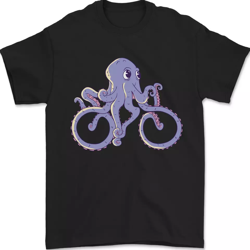 One Bicycle Octopus Funny Cyclist Bicycle Men's 100% Cotton- - Walmart.com