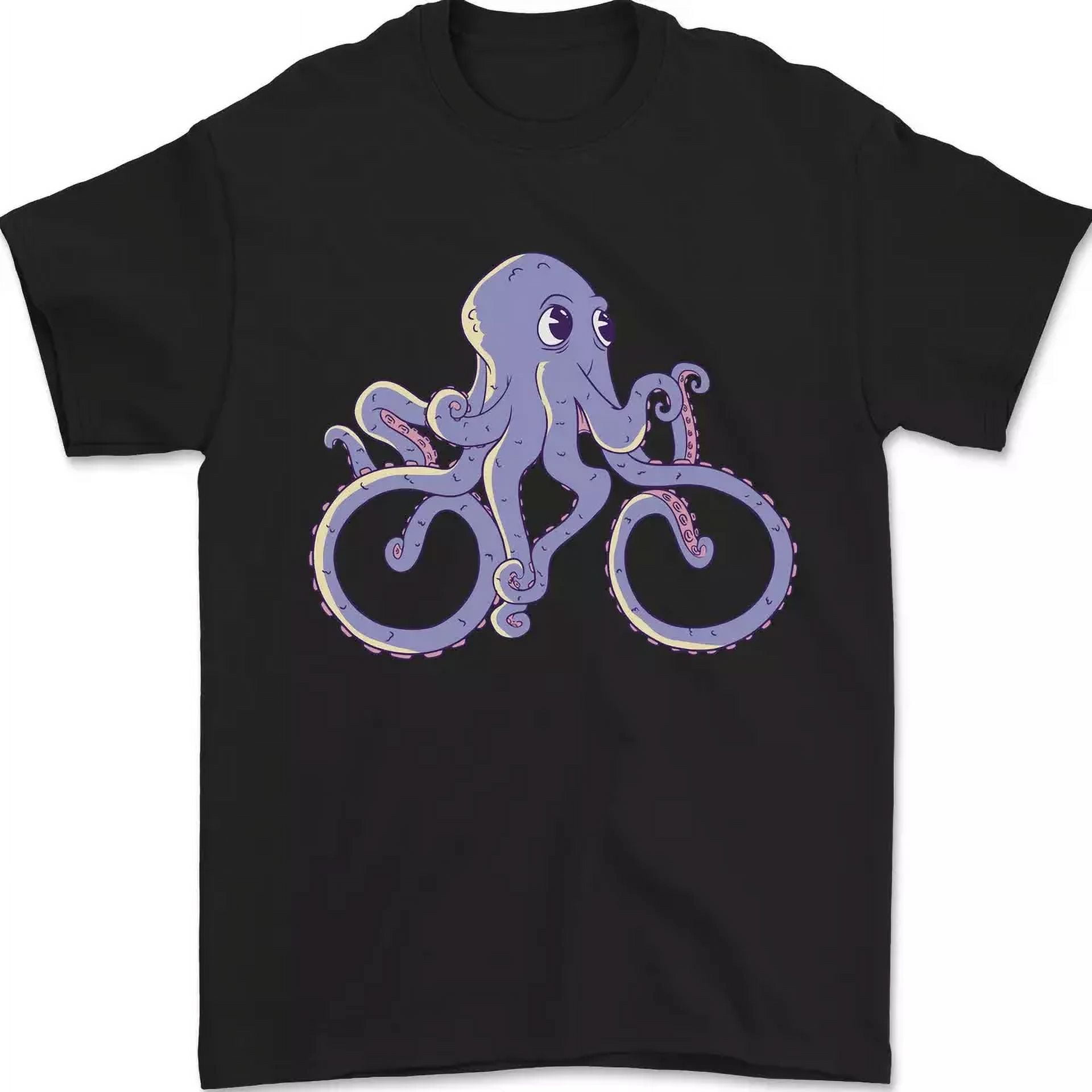 One Bicycle Octopus Funny Cyclist Bicycle Men's 100% Cotton- - Walmart.com