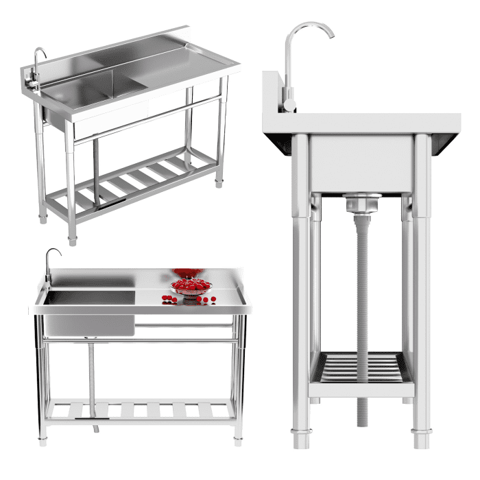 One Bowl Kitchen Sink, Featuring 88 lb Under Sink Shelf, All Stainless ...