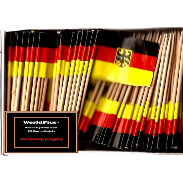 One Box Germany with Eagle Toothpick Flags, 100 Small German Eagle ...