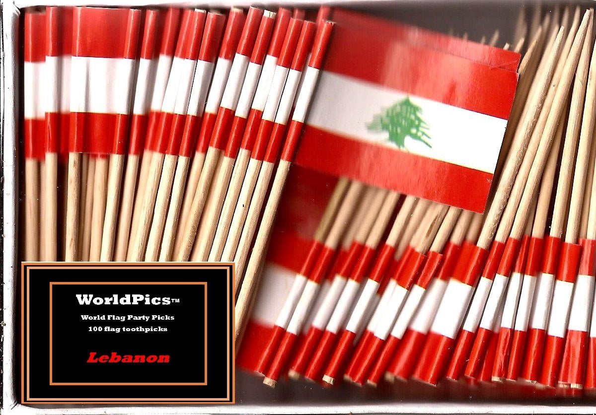 One Box Lebanon Toothpick Flags, 100 Small Lebanese Cupcake Flag ...