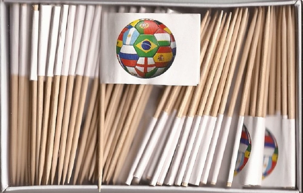 One Box Soccer Ball Toothpick Flags, 100 Small Soccer Ball Cupcake Flag ...