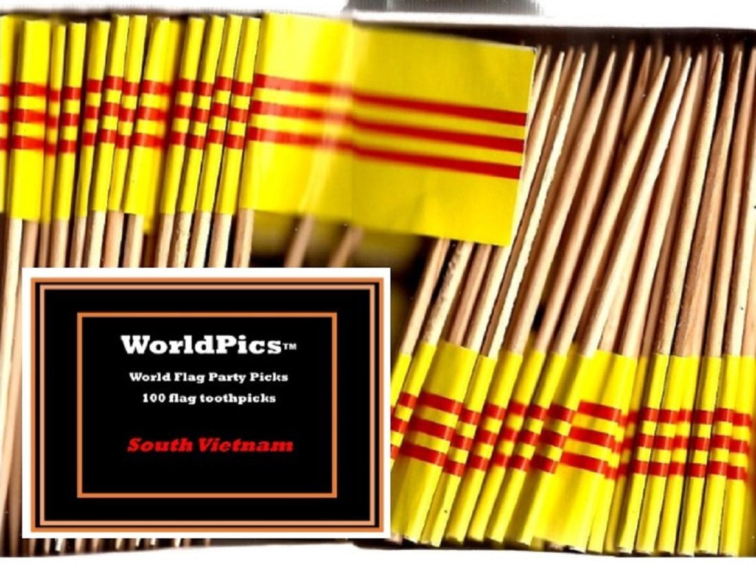 One Box South Vietnam Toothpick Flags, 100 Small South Vietnamese ...