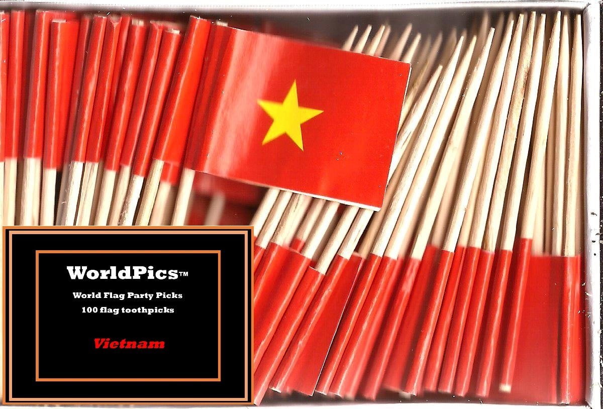 One Box Vietnam Toothpick Flags, 100 Small Vietnamese Cupcake Flag ...