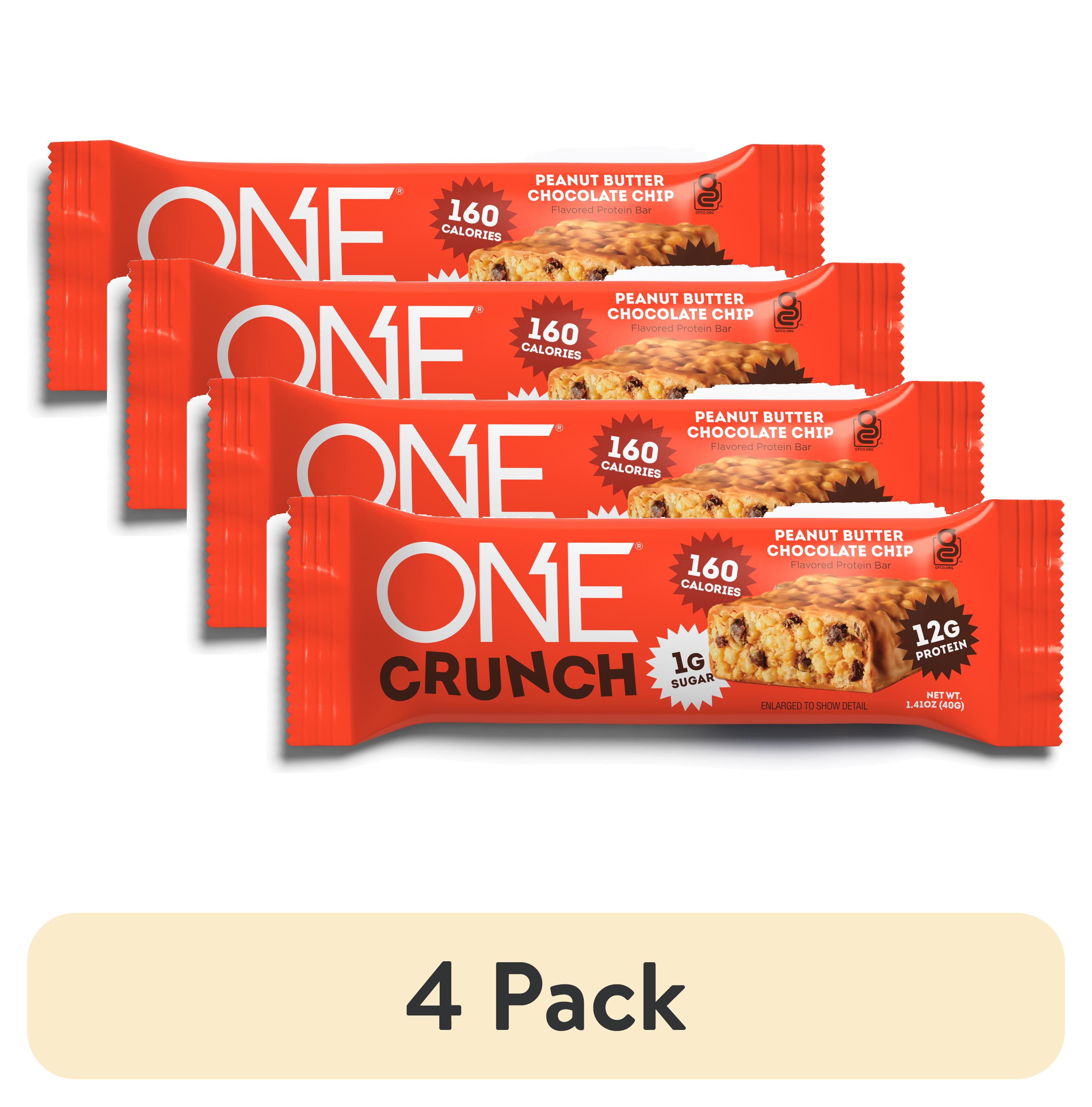 (4 pack) One Crunch Peanut Butter Chocolate Chip Protein Bar, 1.41 oz ...