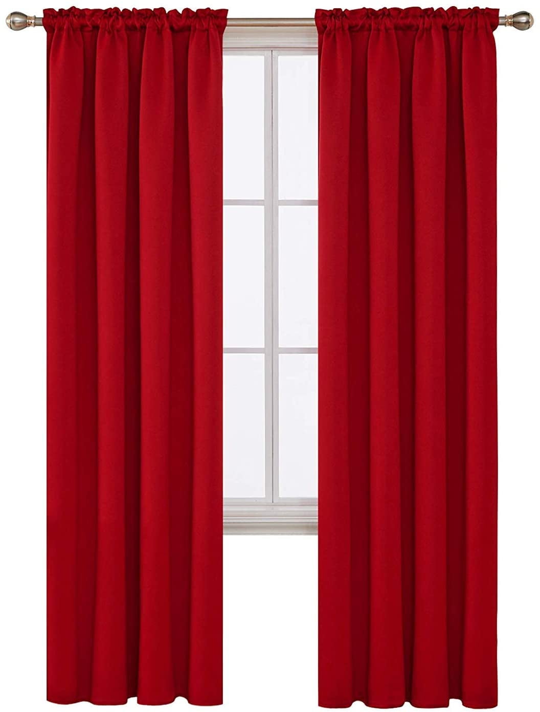 One Bridget Crushed Satin Curtain Panel, 54" Wide x 84" Long, Red ...