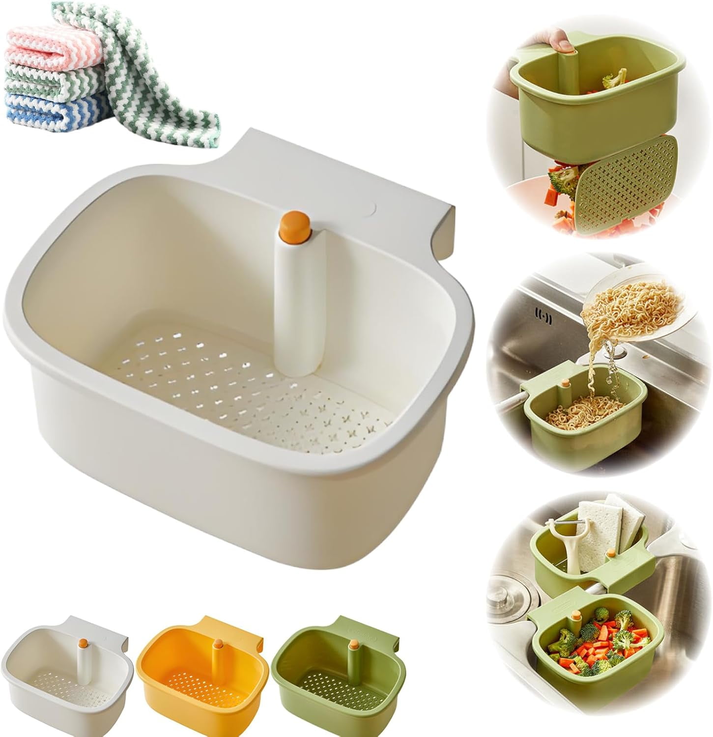 One-Button Opening and Closing Hanging Sink Corner Rack, Food Waste ...