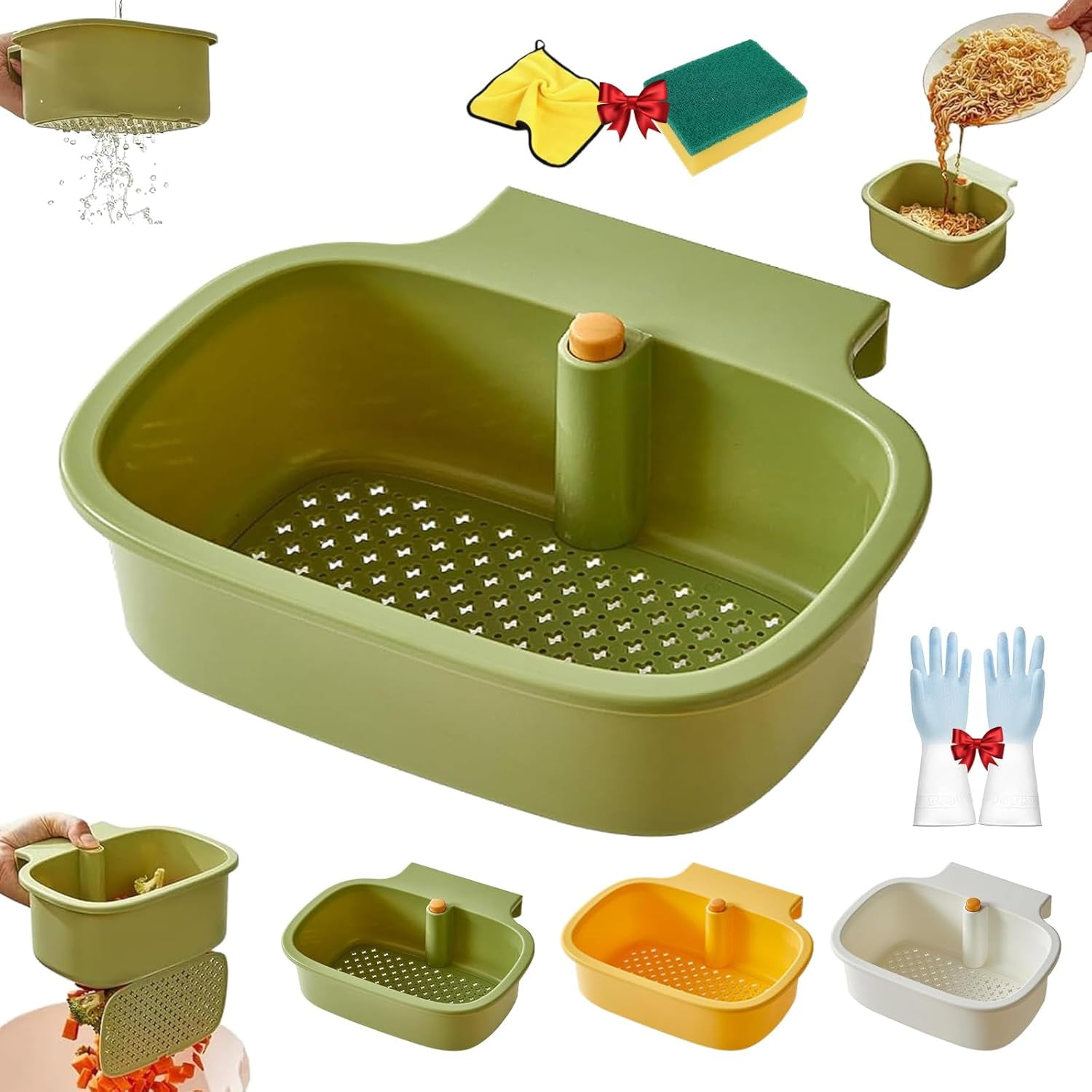 One-Button Opening and Closing Hanging Sink Corner Rack, Quick-Drain ...