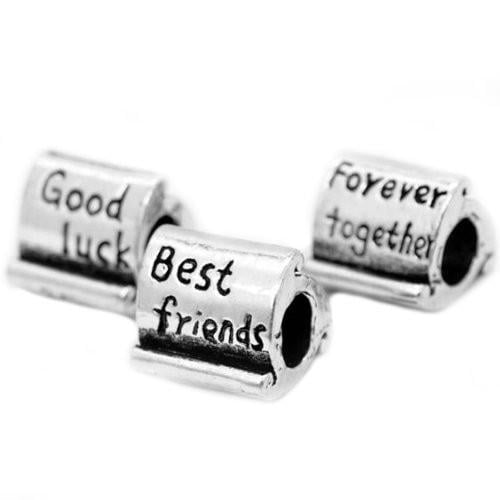 One Charm (1) with 3 Sided Message- Good Luck , Best Friends , Together ...