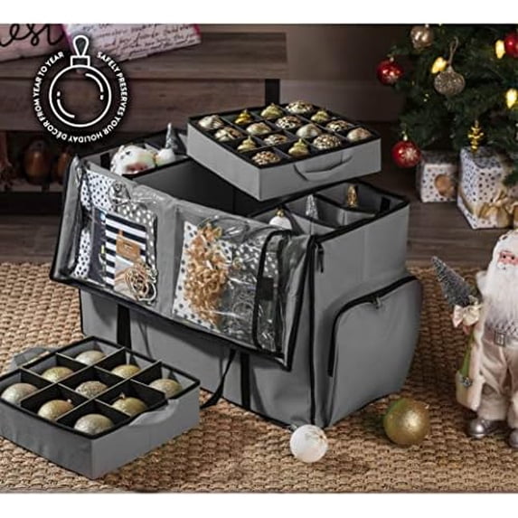 All in One Christmas Ornament Storage Box & Decoration Container - Easy ...