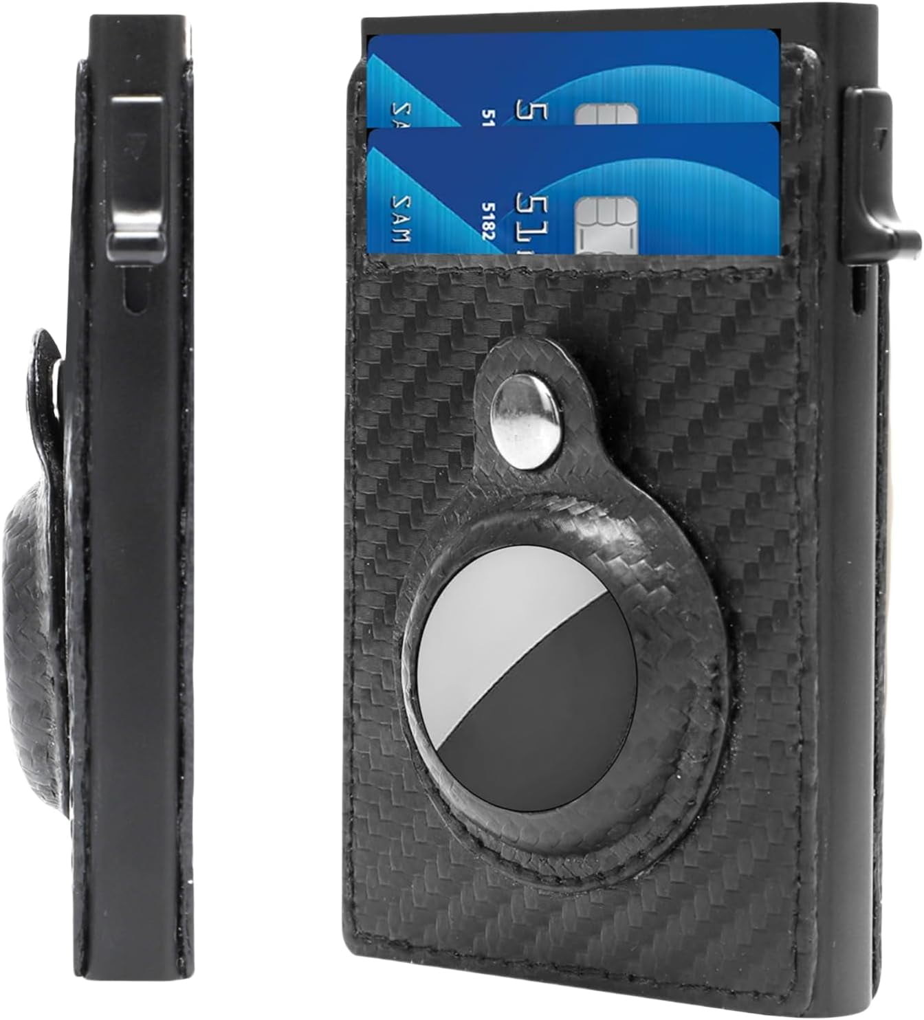 One-Click Pop-Up Wallet with Airtag Holder | RFID-Blocking Credit Card ...